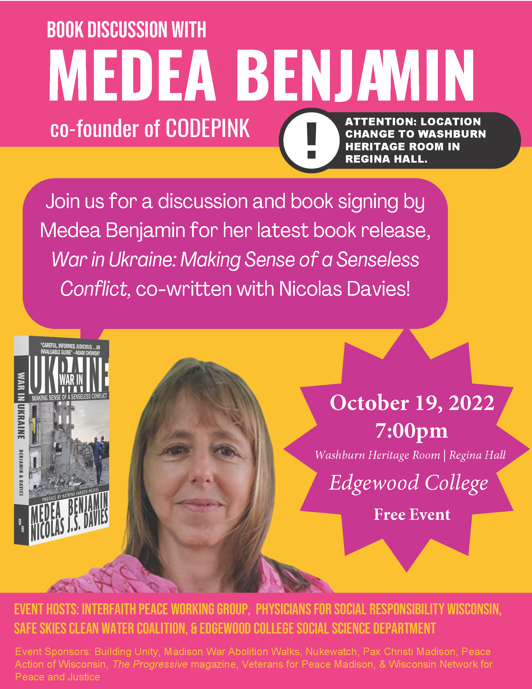 Medea Benjamin’s book tour: MAKING SENSE OF A SENSELESS WAR – Safe ...